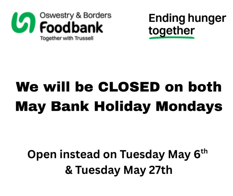 Bank Holiday Closures | Oswestry and Borders Foodbank